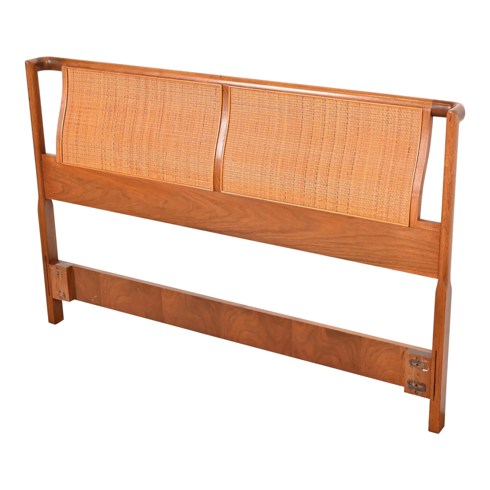 1960s Barney Flagg for Drexel Parallel Walnut and Cane Full Size ...