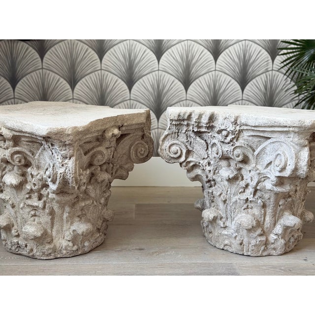 Vintage Roman Greek Corinthian Capital Column Display Pedestal Side ...