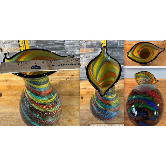 18 Inch Tall Multicolor Art Glass Vase | Chairish