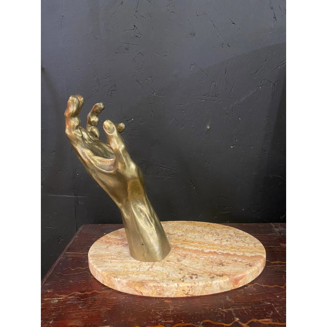 1980s Bronze Hand Sculpture on Marble Base | Chairish