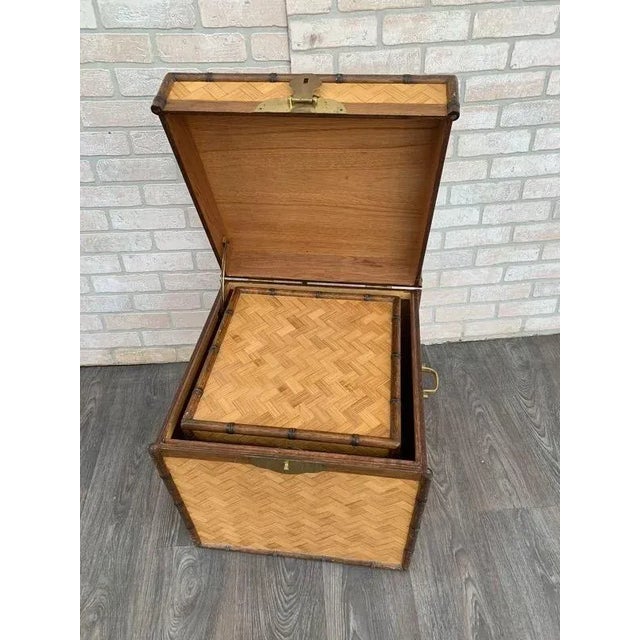 Vintage Asian Style Woven Bamboo Nesting Storage Trunks - Set of 2 ...