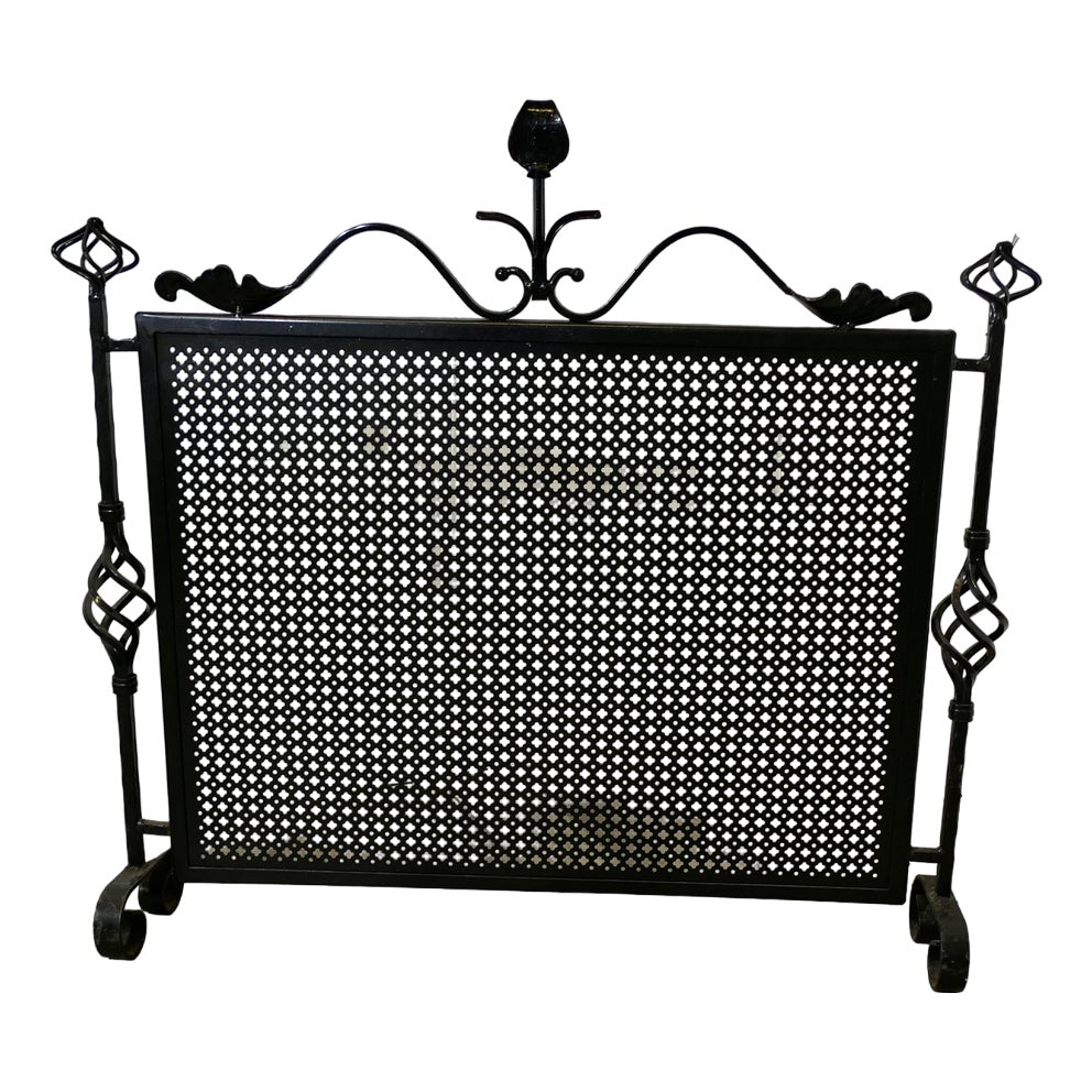 Large Gothic Wrought Iron Fire Screen, 1890s | Chairish