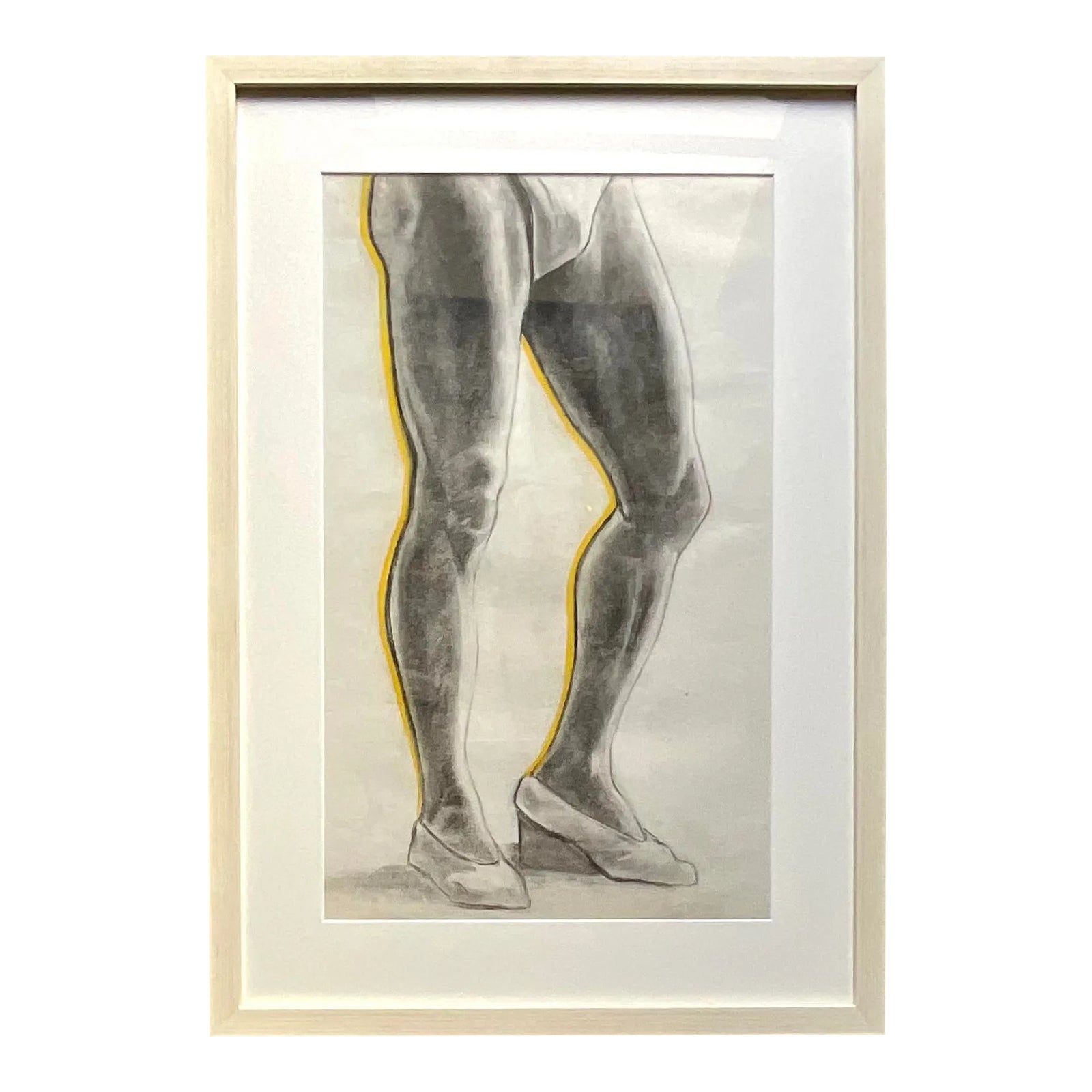 Vintage Boho Original Pencil Sketch of a Mans Legs | Chairish