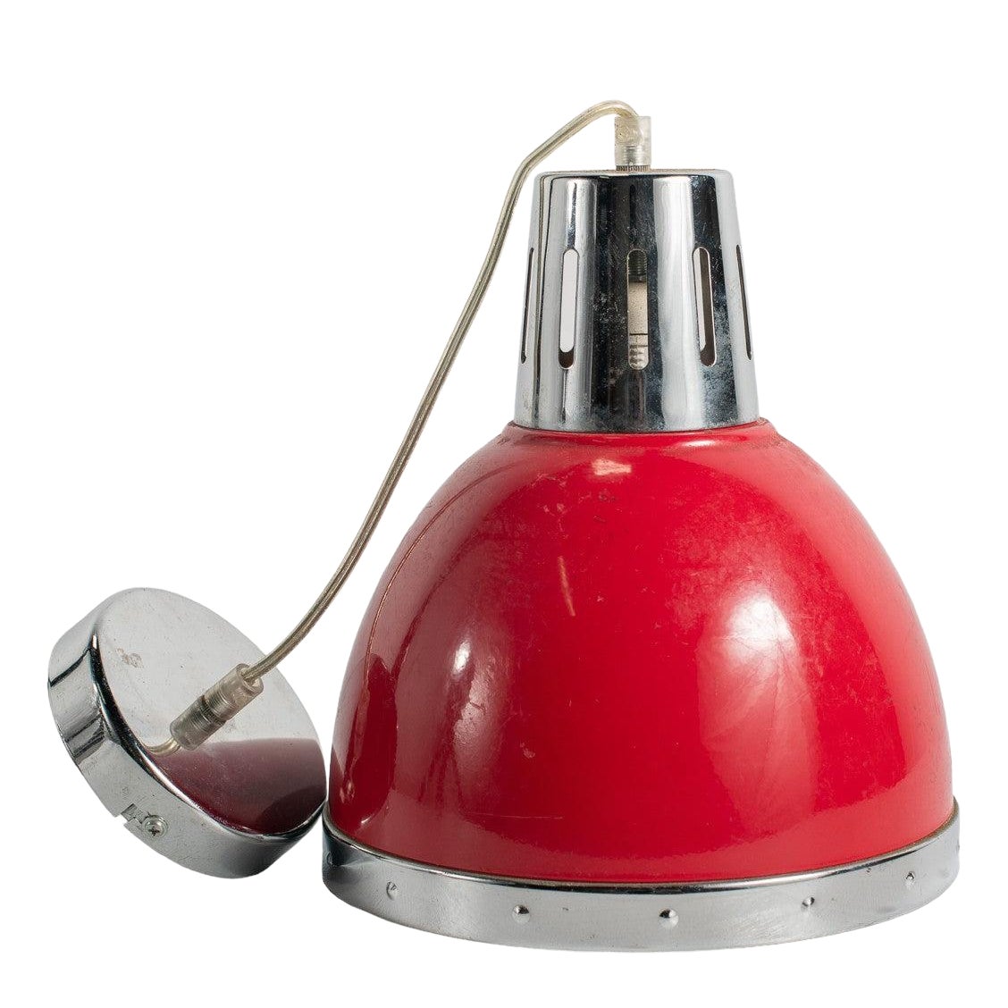 Vintage Space Age Red Pendant Ceiling Light Made in Italy | Chairish