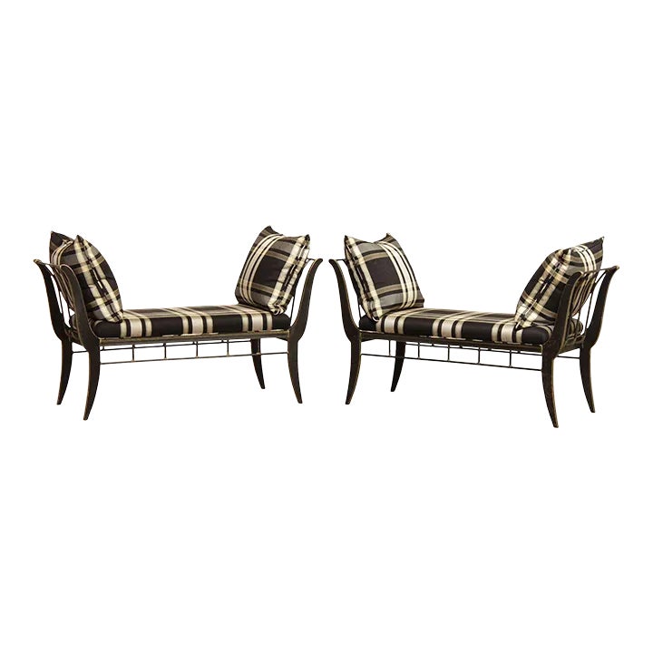 1990s Swaim Regency Style Heavy Iron Window Benches - A Pair | Chairish