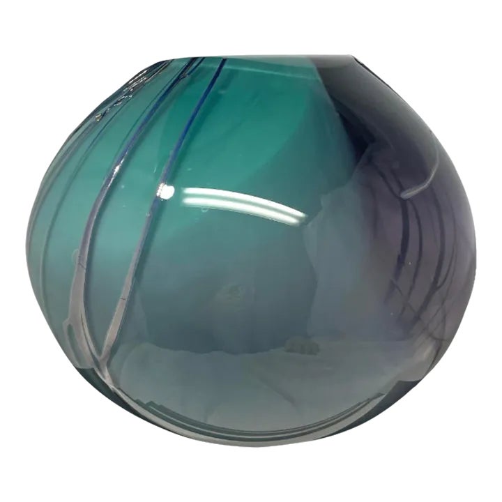 Vintage Paladino Hansen Purple & Teal Hand Blown Heavy Art Glass Round ...