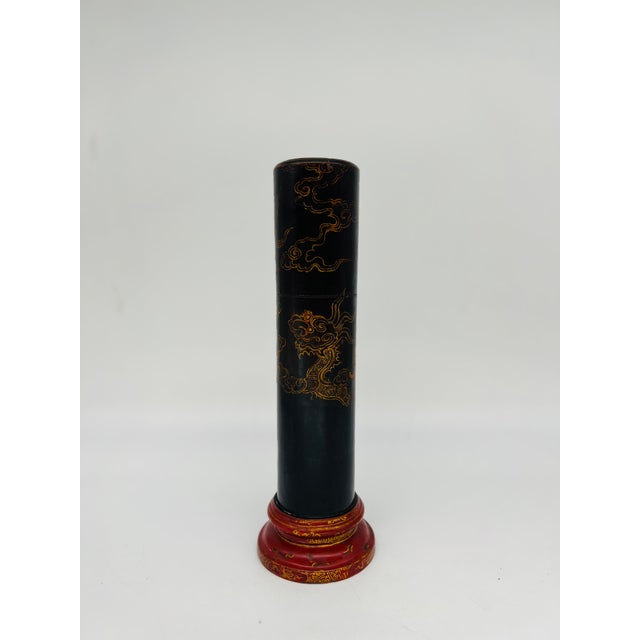 Vintage Japanese Lacquerware Cylindrical Fireplace Matchstrike Box ...