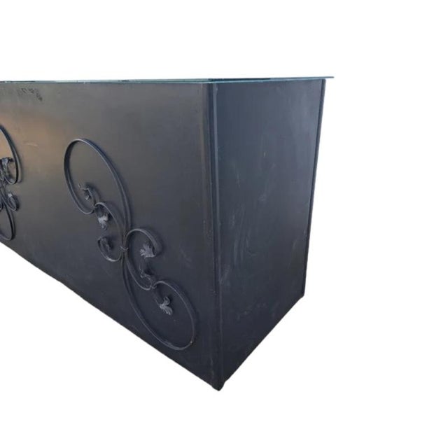 Mid-Century Modernist Metal and Crystal Reception Desk | Chairish