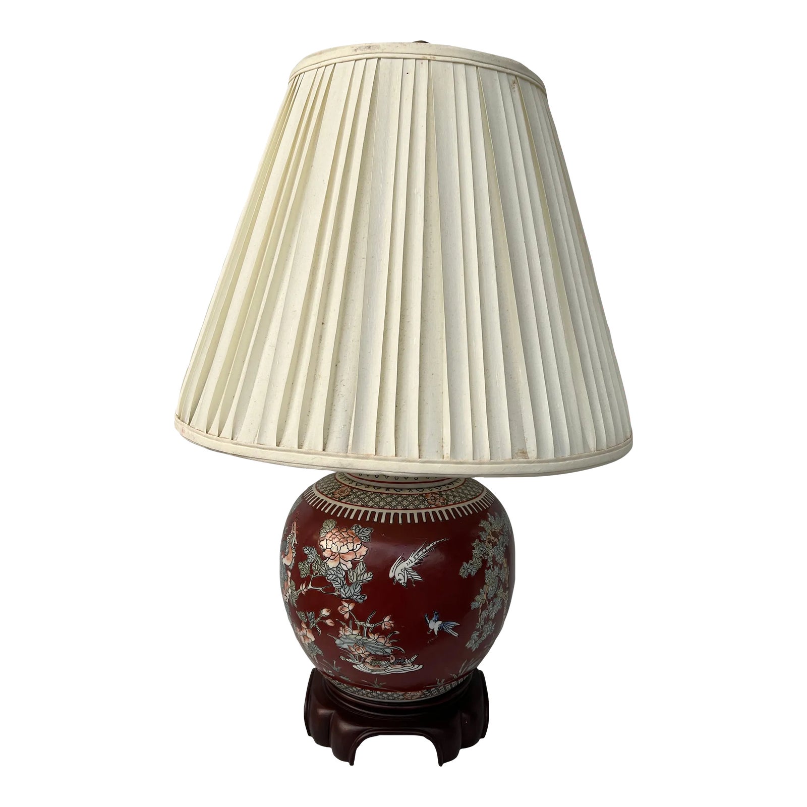 1970s Asian Ming Base Lamp with Shade | Chairish