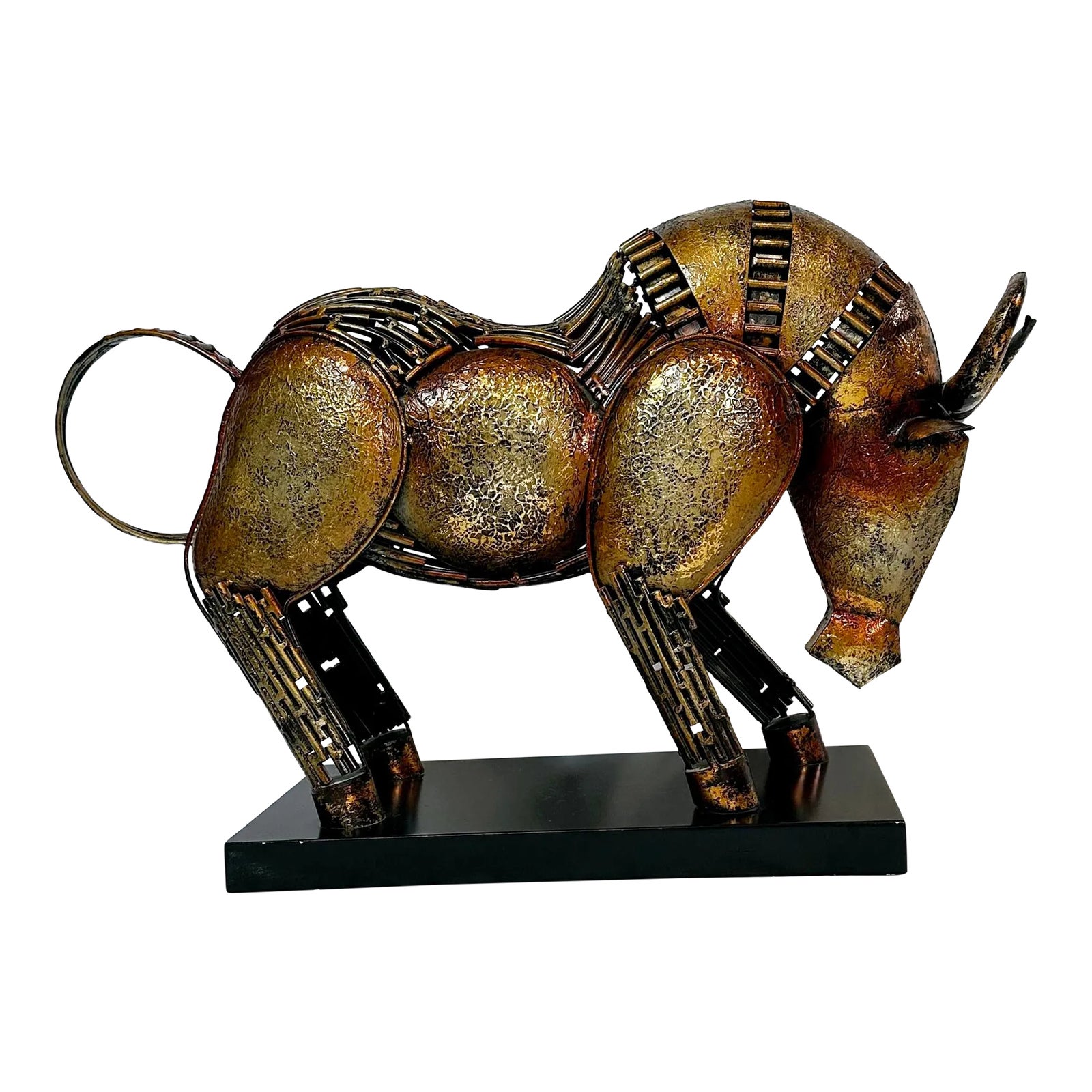 Vintage Welded Metal Brutalist Bull Sculpture | Chairish