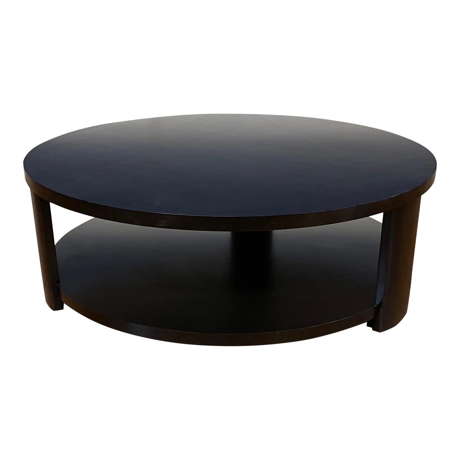 Century Contemporary Black Round Cocktail Table | Chairish