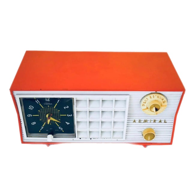 50s Coral Pink White Admiral Bakelite Am Vacuum Tube Alarm Clock Radio ...
