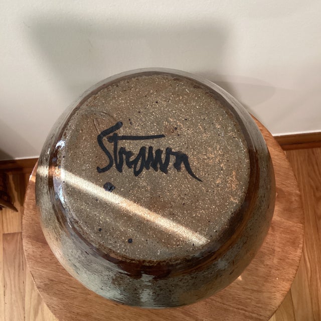 Mid 20th Century Cecil Strawn Brown Abstract Design Studio Pottery ...