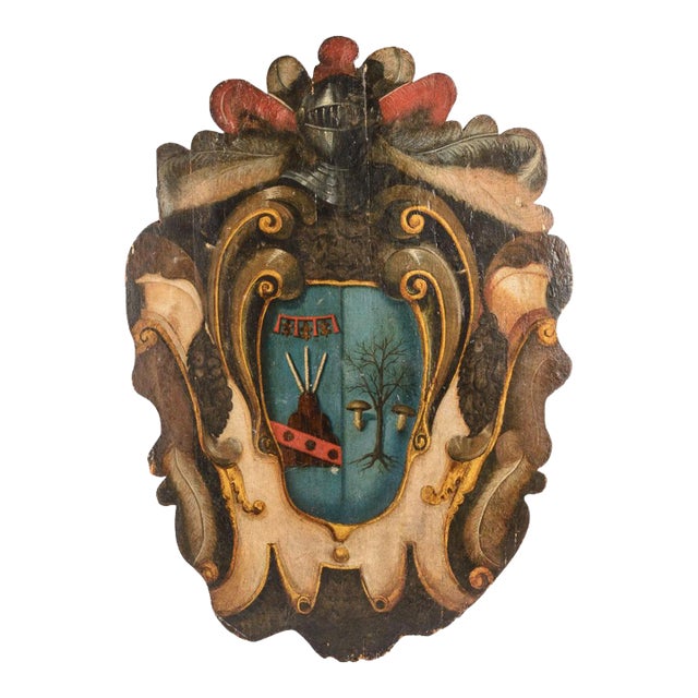 Italian Armorial Shield Coat of Arms, Large Hand Painted Wood, 18Th.C ...