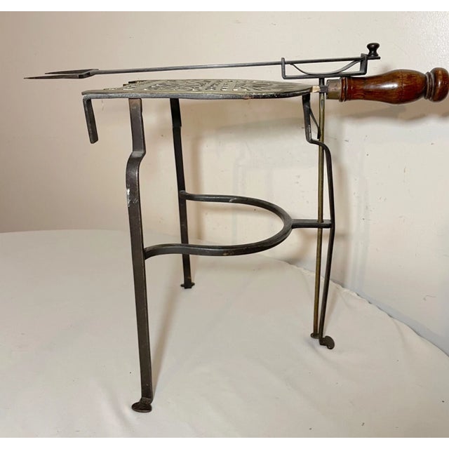 Rare Antique Brass Wood Iron Fireplace Pot Trivet Hearth Stand W ...