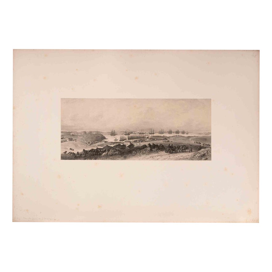 Auguste Raffet, Vue du Port de Sébastopol, Lithograph, 1841 | Chairish