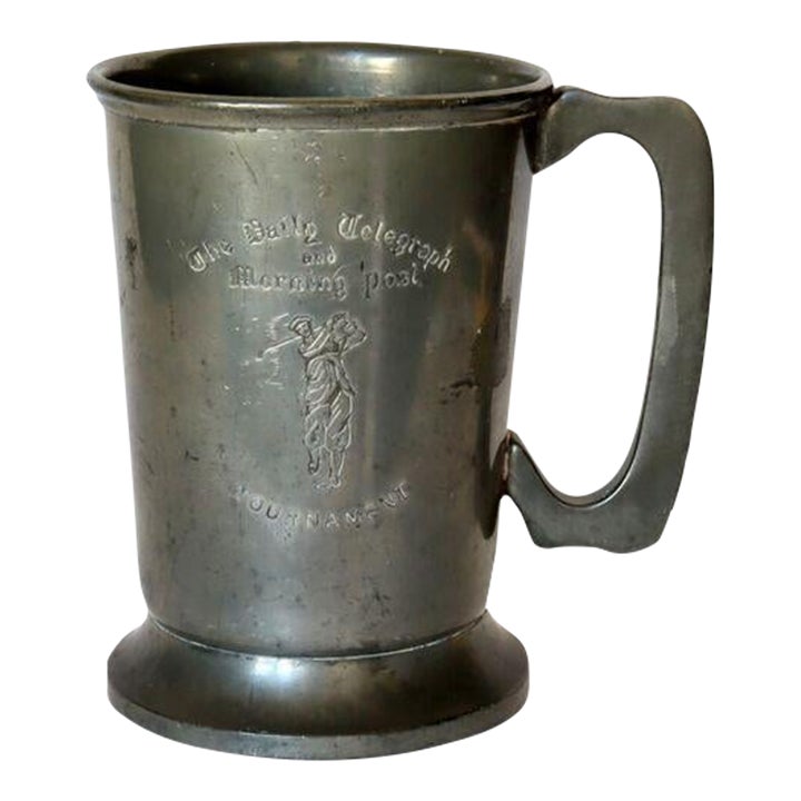 English Pewter Golf Trophy Pint Tankard | Chairish