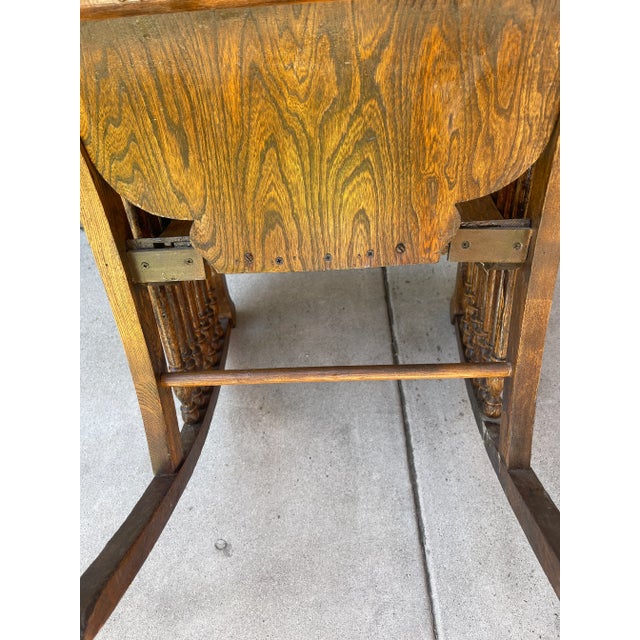 Early 20th Century Antique Oak Lion Rocking Chair | Chairish