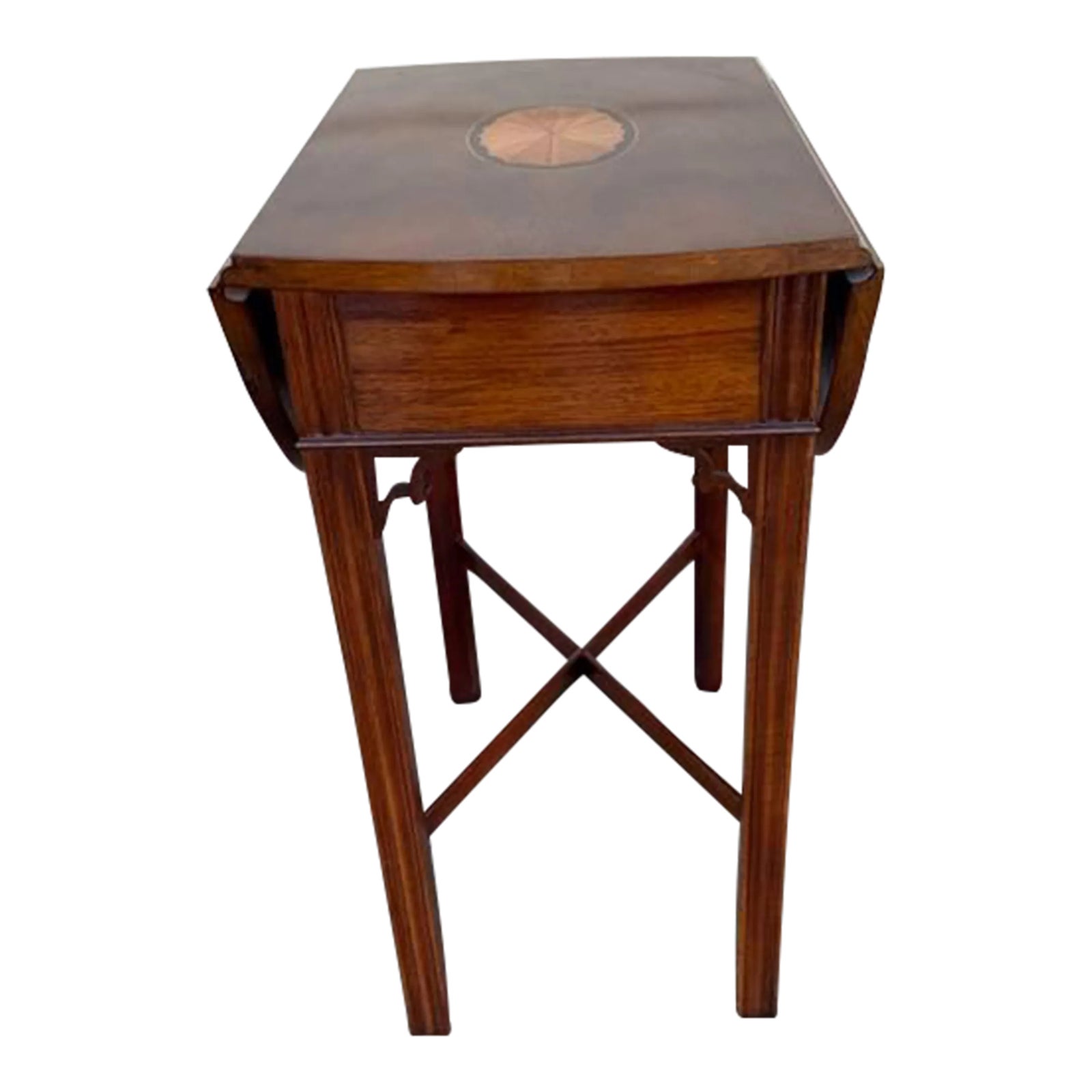 Baker Furniture Chippendale Style Mahogany Marquette Inlaid Drop Leaf ...