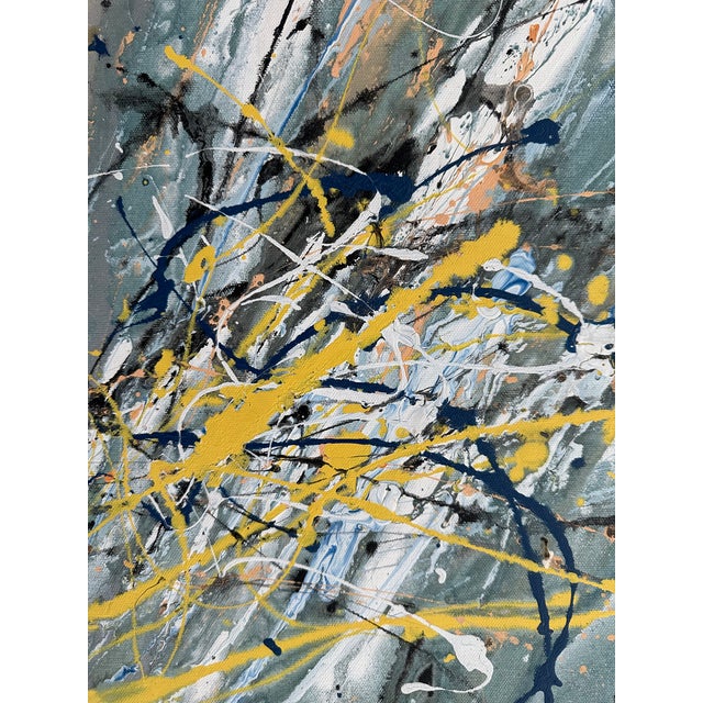 1980s Mid-Century Modern Drip Painting, Framed | Chairish