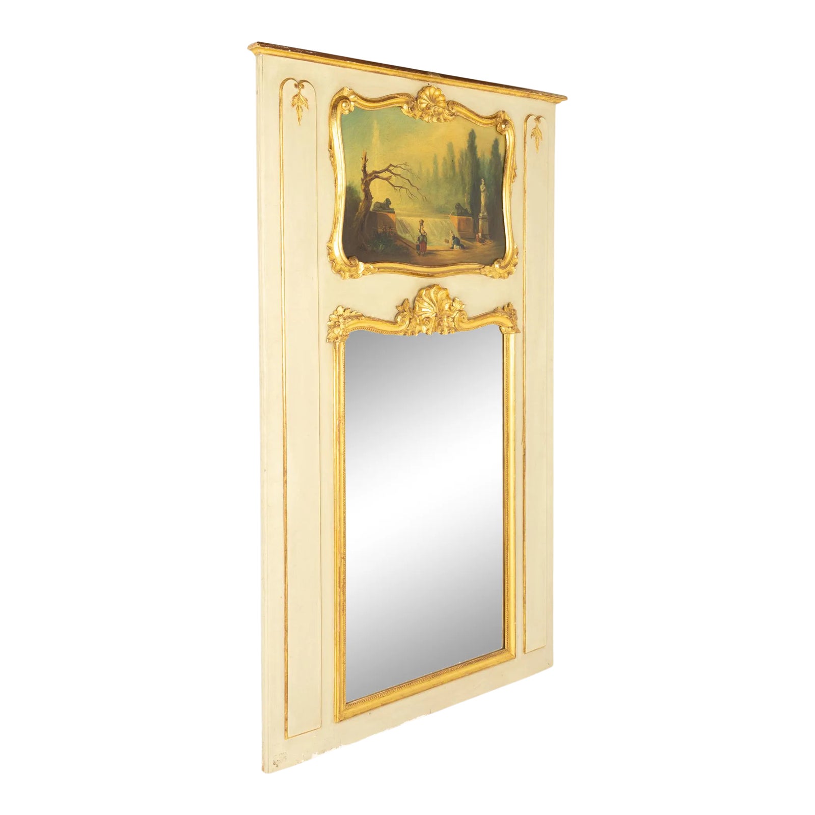 Victorian Mirror With Oil Painted Canvas Inset | Chairish
