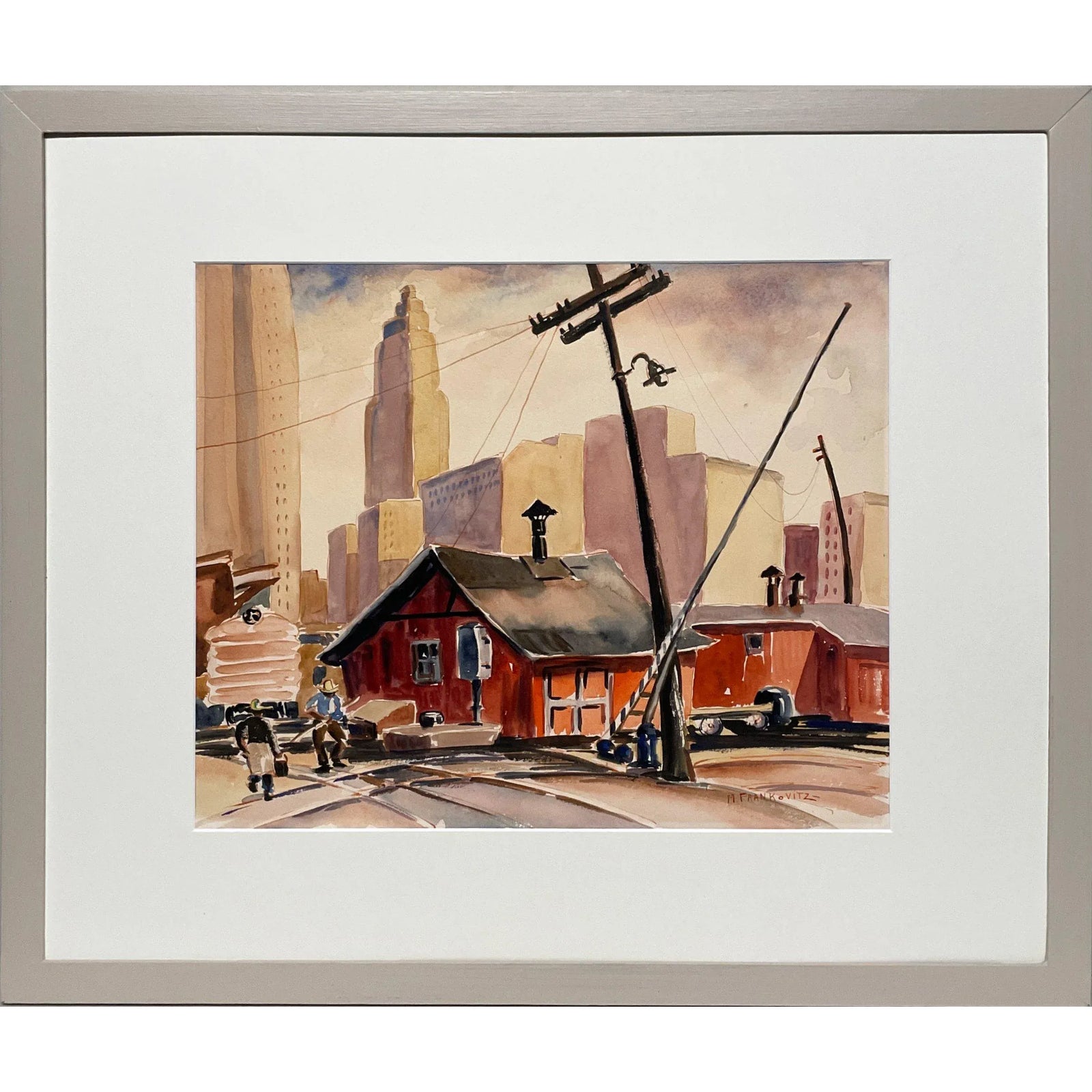 1940s Chicago Watercolor Titled "Other Side of the Tracks" by Artist ...