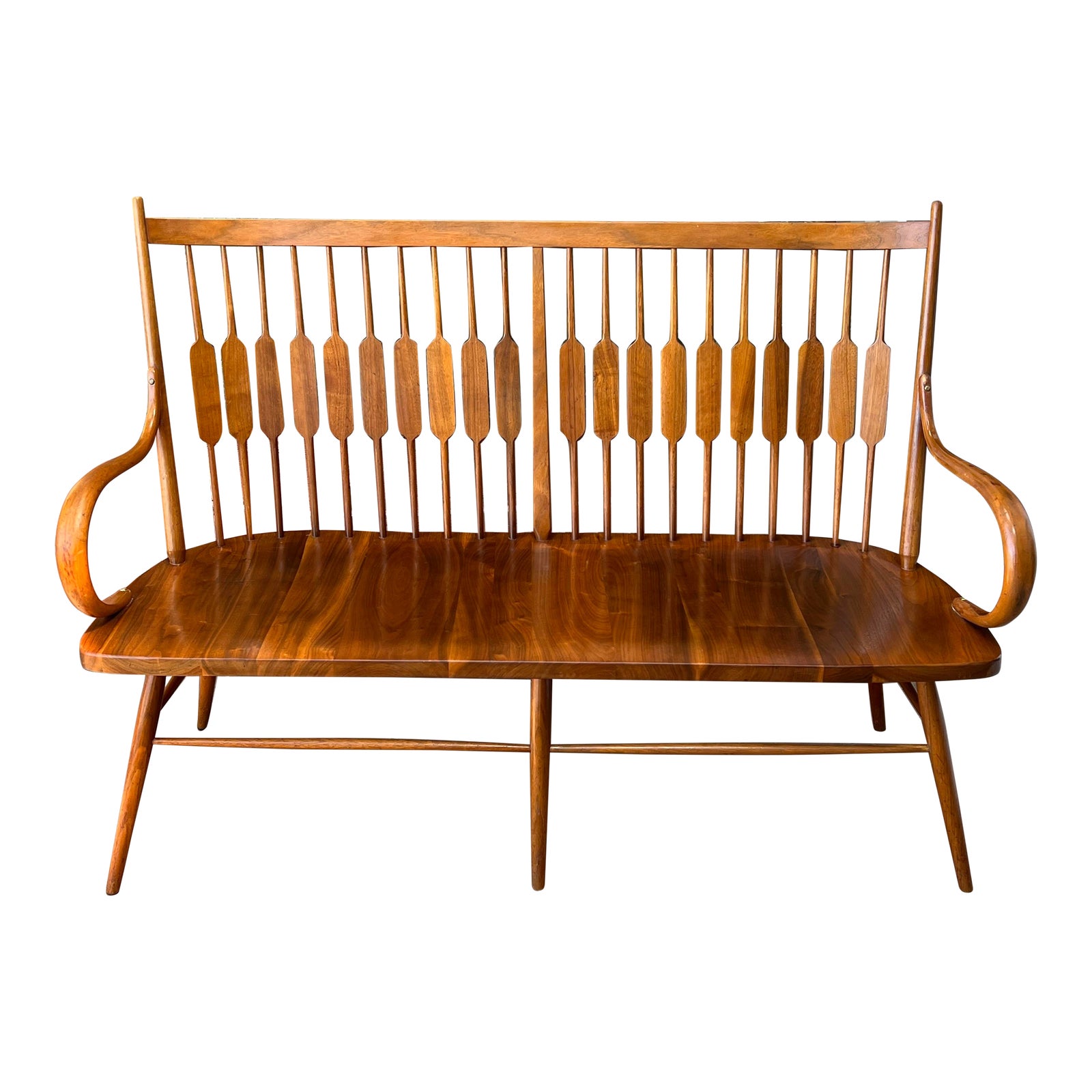 1960 Drexel Declaration Walnut Bench Design by Kipp Stewart & Stewart ...