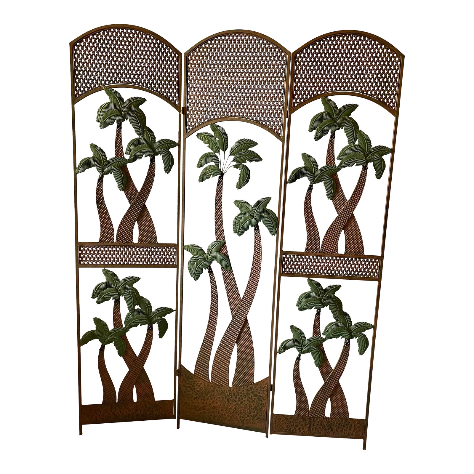Mid 20th Century Metal Palm Tree Trifold Panel/ Screen | Chairish