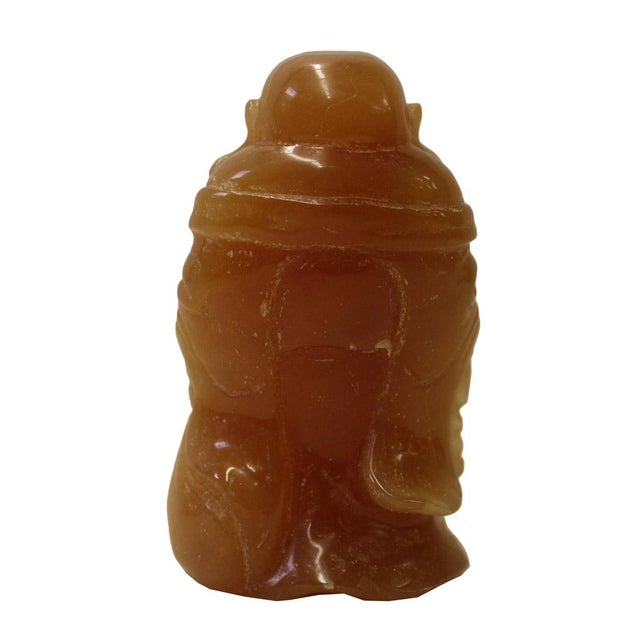 Chinese Golden Yellow Soap Stone Carved Small Happy Buddha Figure Art ...