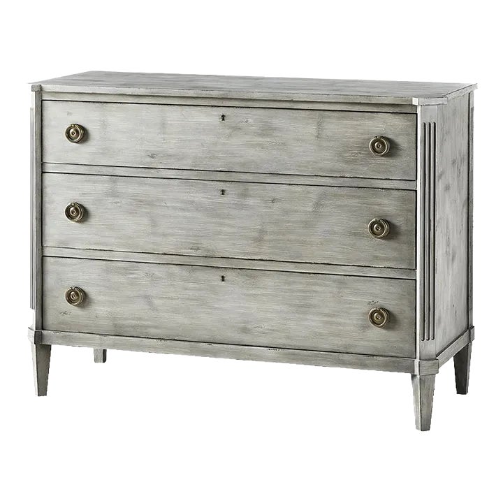 Swedish Painted Commode in Antiqued Grey | Chairish
