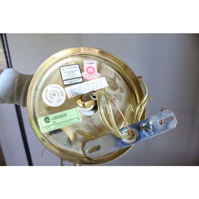 1990's Art Deco Brass and Glass Panel 8 Light Art Deco Chandelier by ...