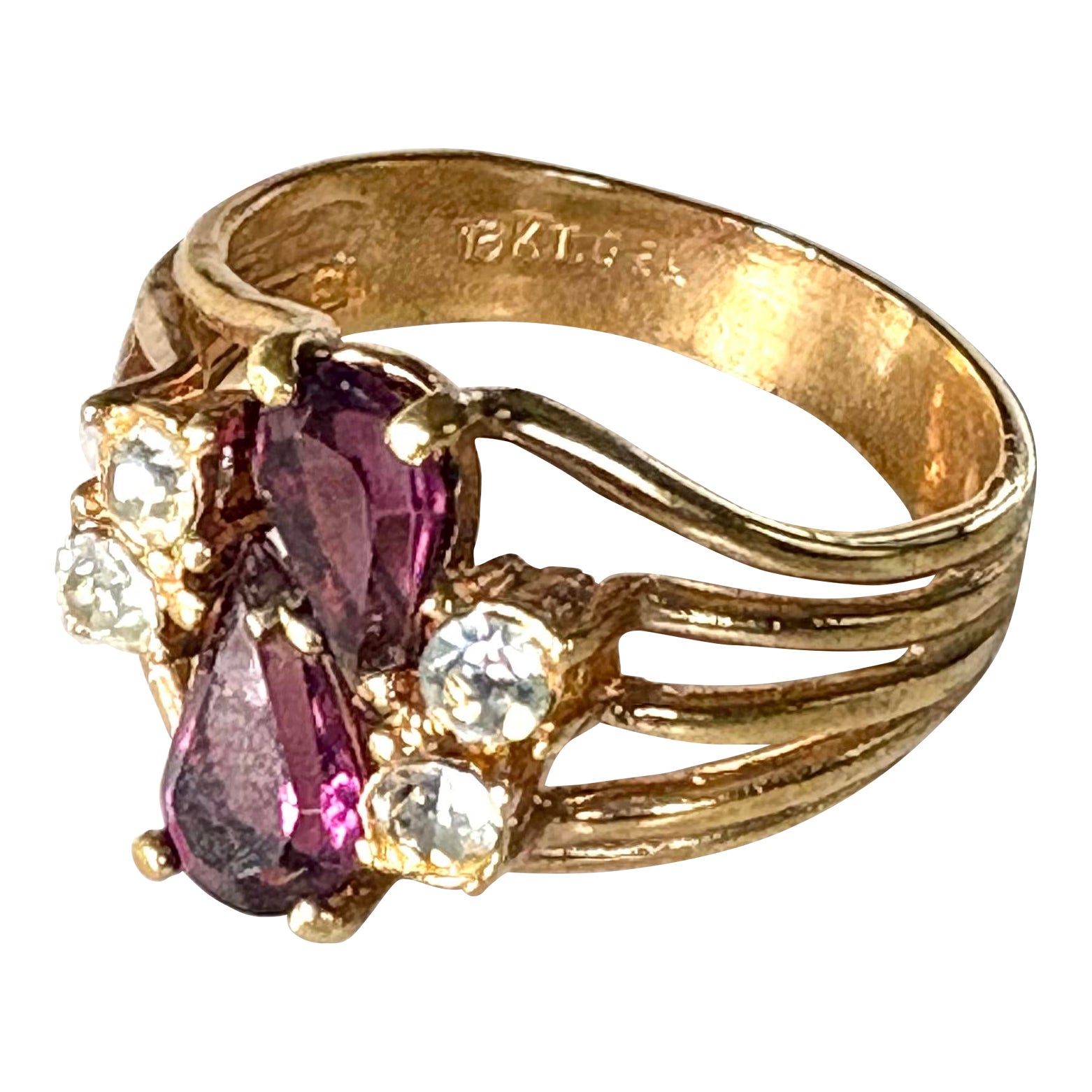 Panetta Gold Over Sterling Amethyst Cocktail Ring | Chairish