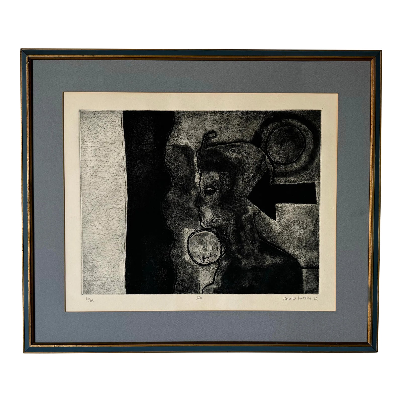 Jennifer Dickson, South African (1936- ) " Kiss " Figurative Etching ...