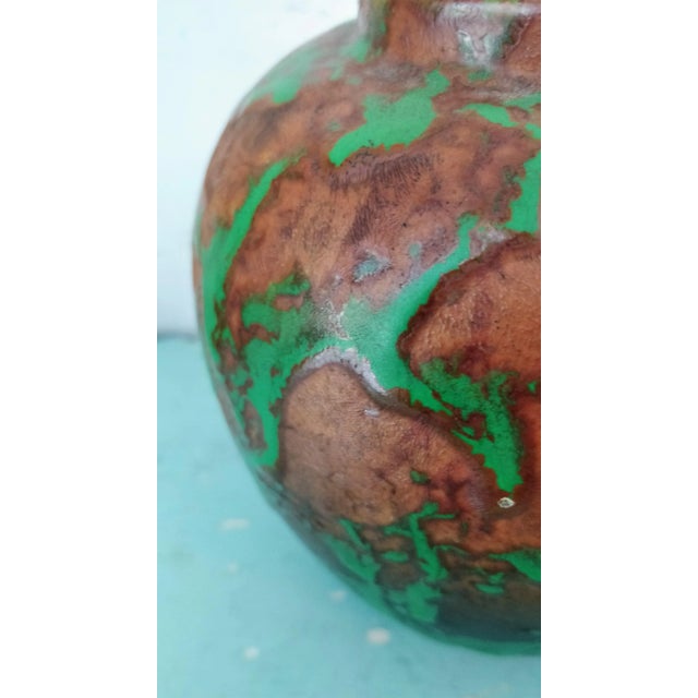 Coppertone Green and Brown Glaze Weller Vase | Chairish