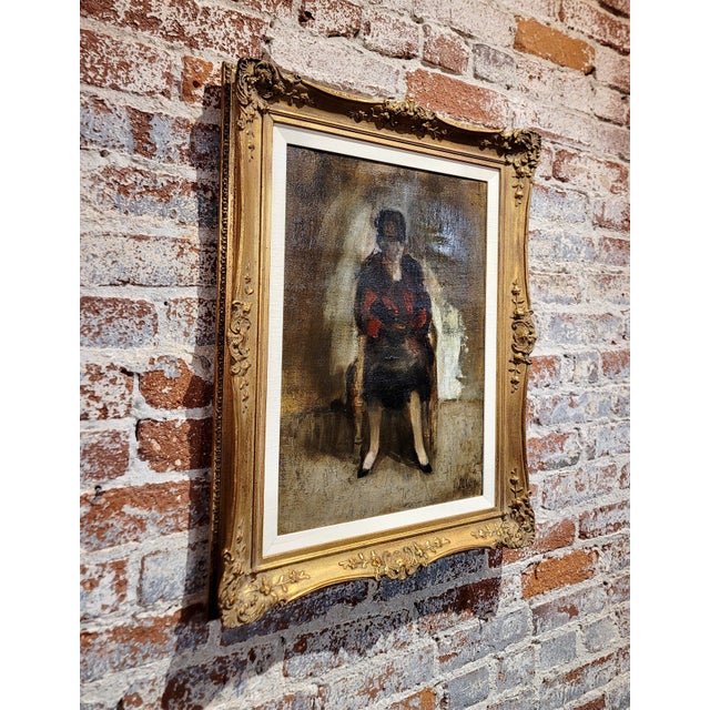 Alberto Sughi - 1958 Portrait of a Sitting Woman-Oil Painting | Chairish