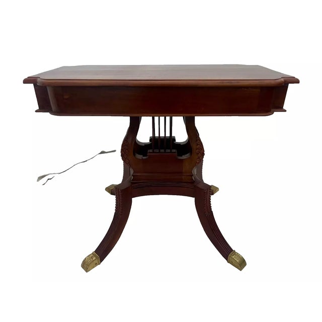 Mid 20th Century Console Table Lyre Violin Double Harp Pedestal Base ...