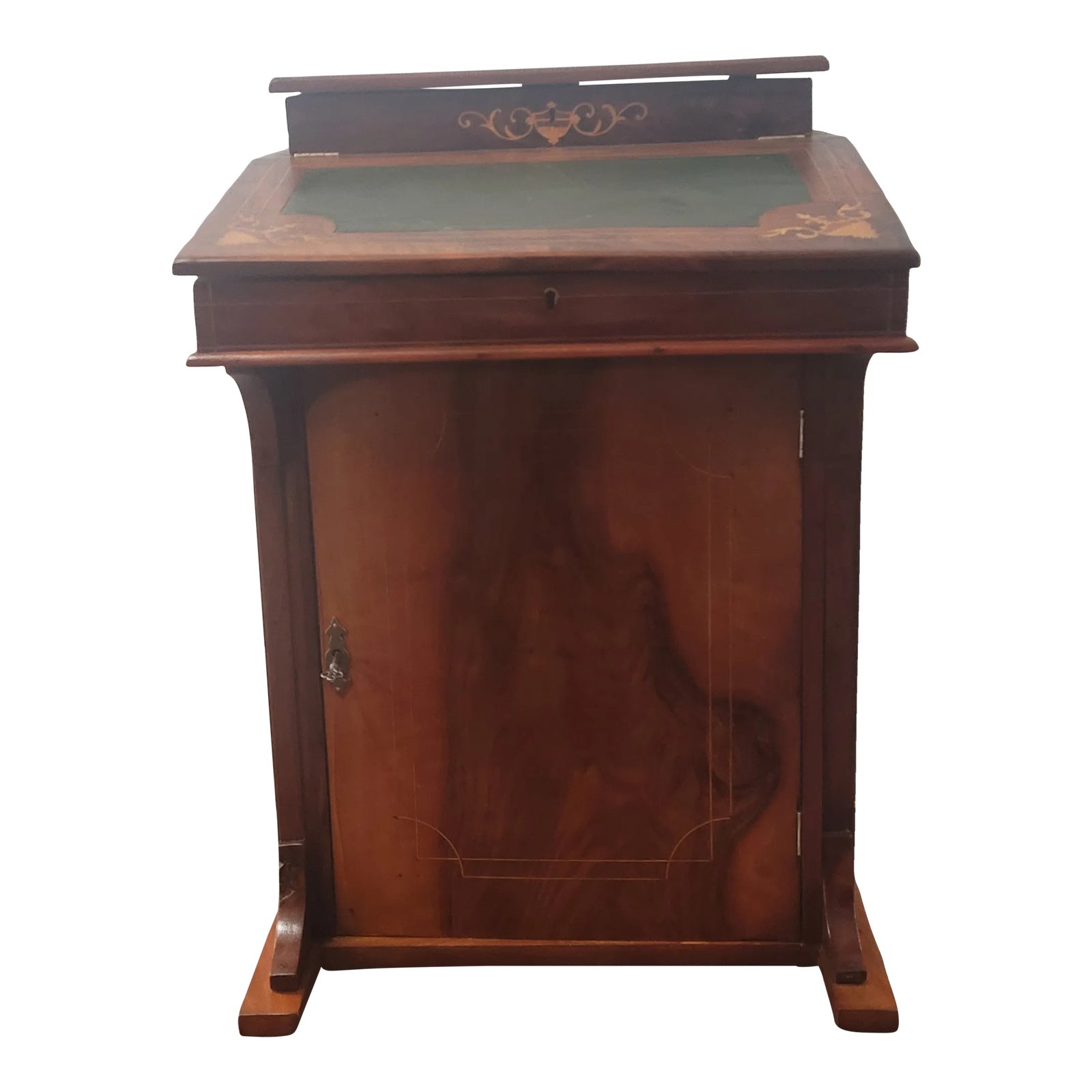 1870s Antique Davenport Desk Germany Walnut Neo Classic Inlays. | Chairish
