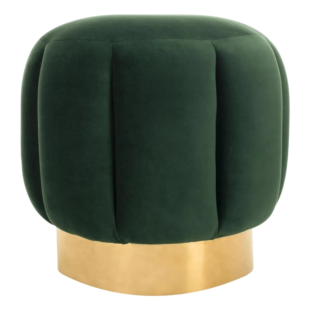 Maxine Channel Tufted Otttoman - Emerald / Gold | Chairish