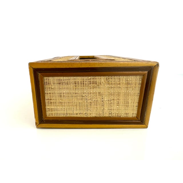 Vintage Mid-Century Rattan Tissue Box Cover | Chairish