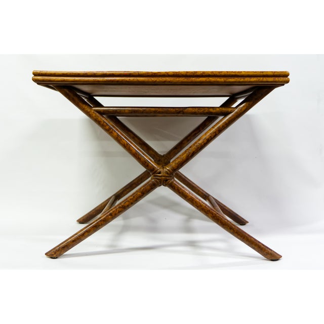 Faux Tortoise Shell Finish Rattan Tray Table | Chairish