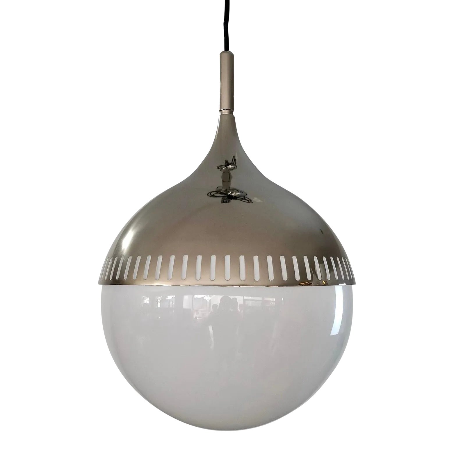 Mid-Century Modern Style Jonathan Adler Nickel & Glass Pendant - Brand ...