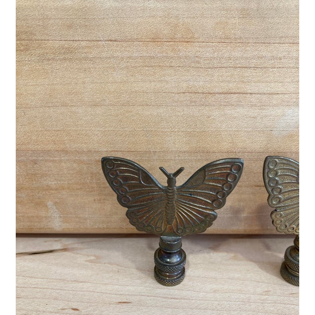 Late 20th Century Brass Butterfly Lamp Finial, Set of 2 | Chairish