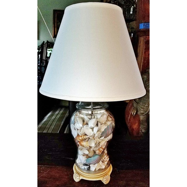 1980s Shell Filed Glass Table Lamps - a Pair | Chairish