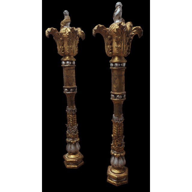 Gold and Silver Height Columns, 1940s, Set of 2 | Chairish