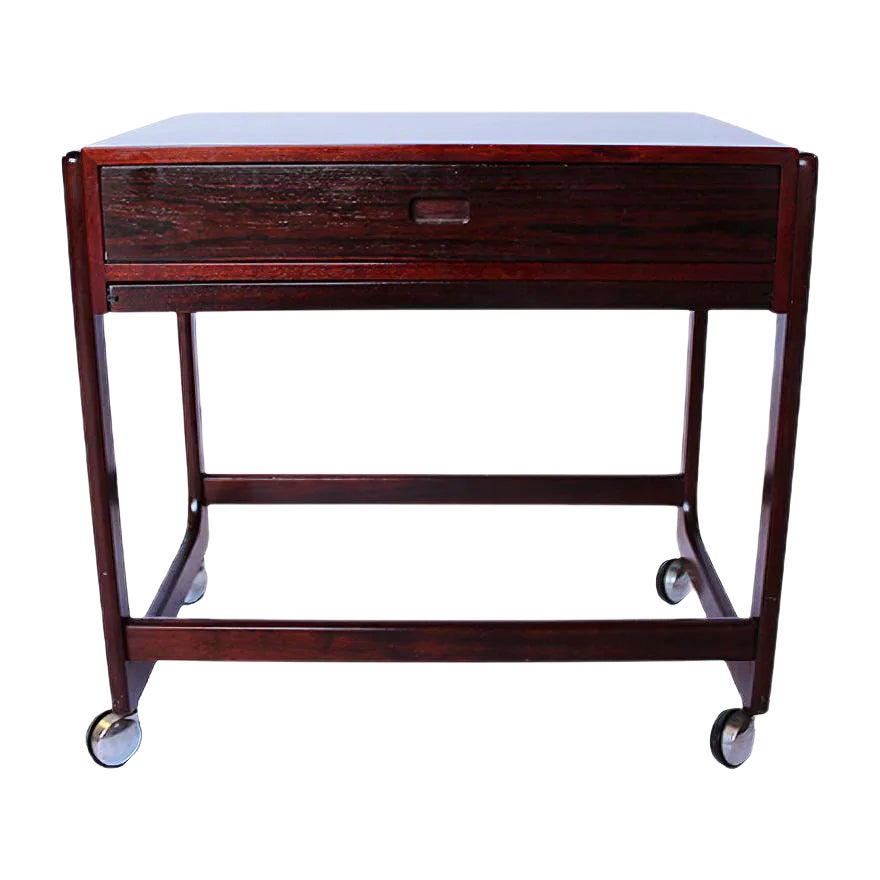 Small Work Table in Rosewood with Wheels from Gelsted, 1960s | Chairish