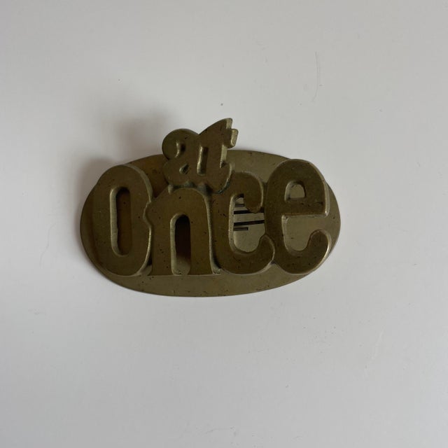 1960s Brass Letter Clips / Letter Holders, "At Once" and "Later"- Set ...