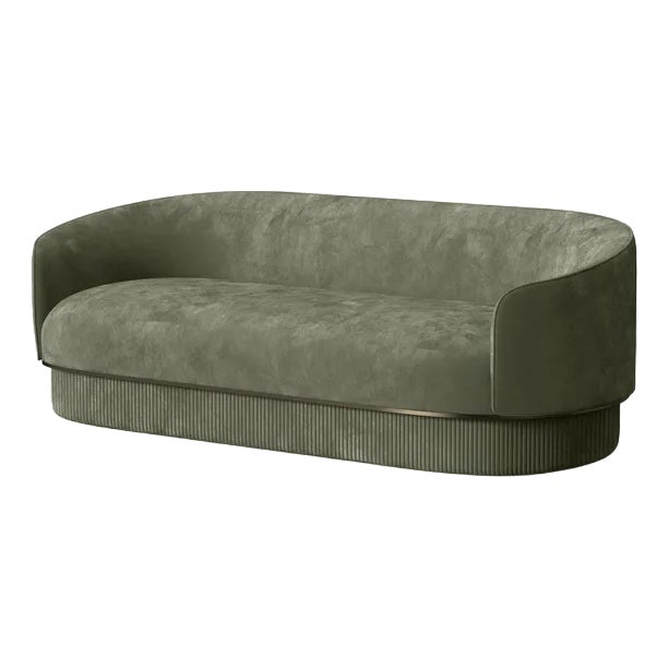Modern Gentle Sofa in Green Velvet and Bronze Metal by Javier Gomez ...