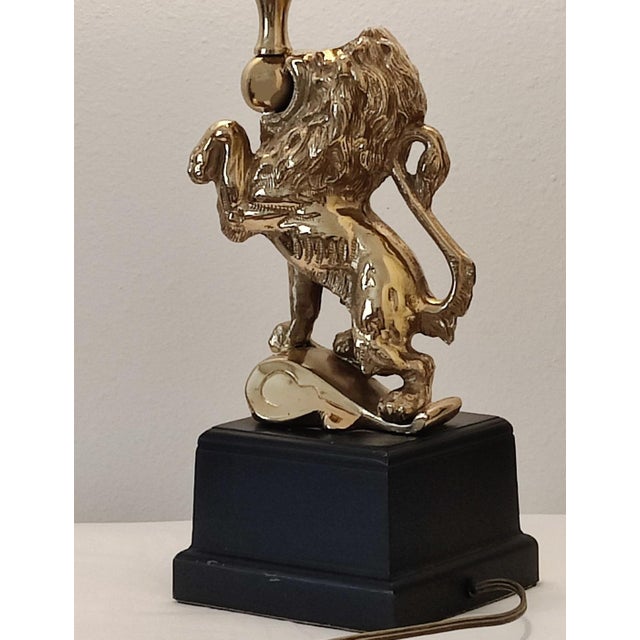 1950s French Brass Figural Prancing Lion Table Lamp | Chairish