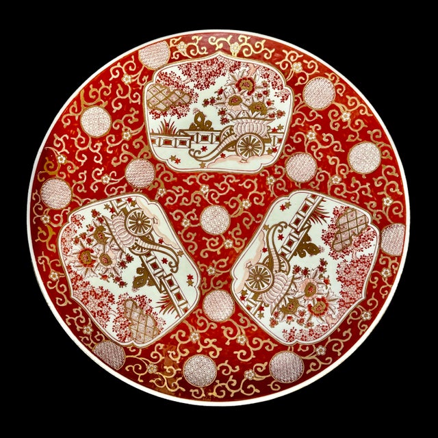 Antique Japanese 18” Large Red / Gold Imari Porcelain Charger Wall ...