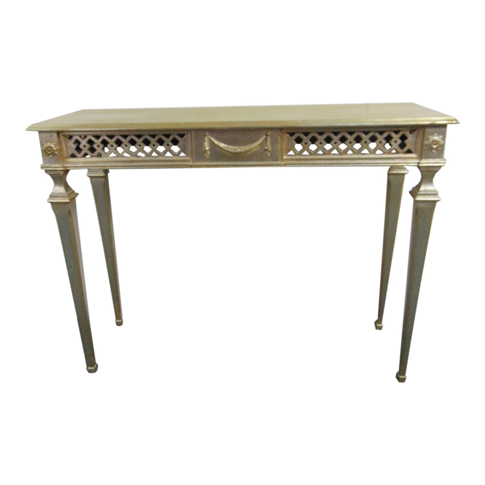 Italian Florentine Silver Gilt Console Table | Chairish